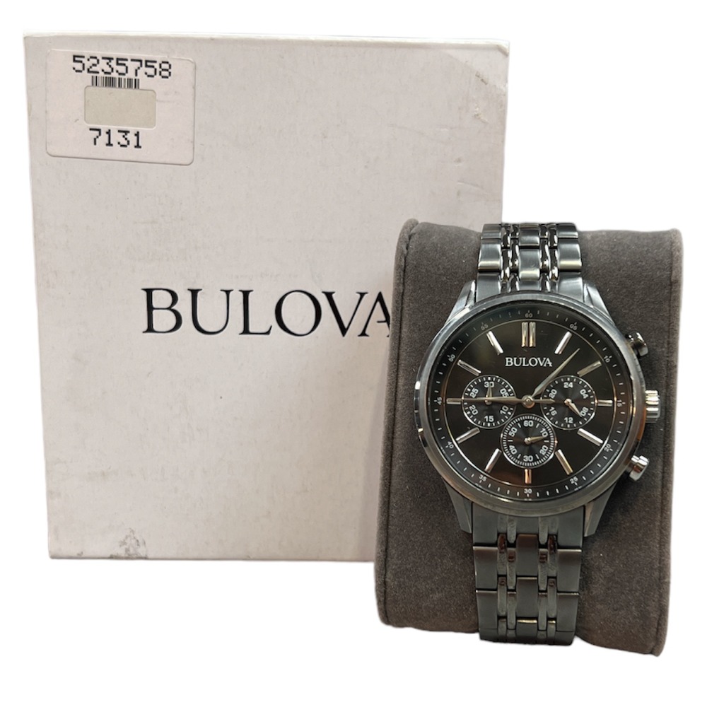 Pre-owned Bulova Chronograph Men's Black PVD Plated Bracelet Watch ...